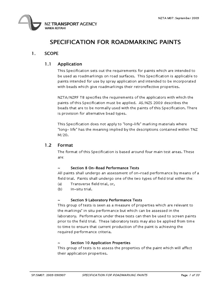Roadmarking Paints Specs | PDF | Road | Paint