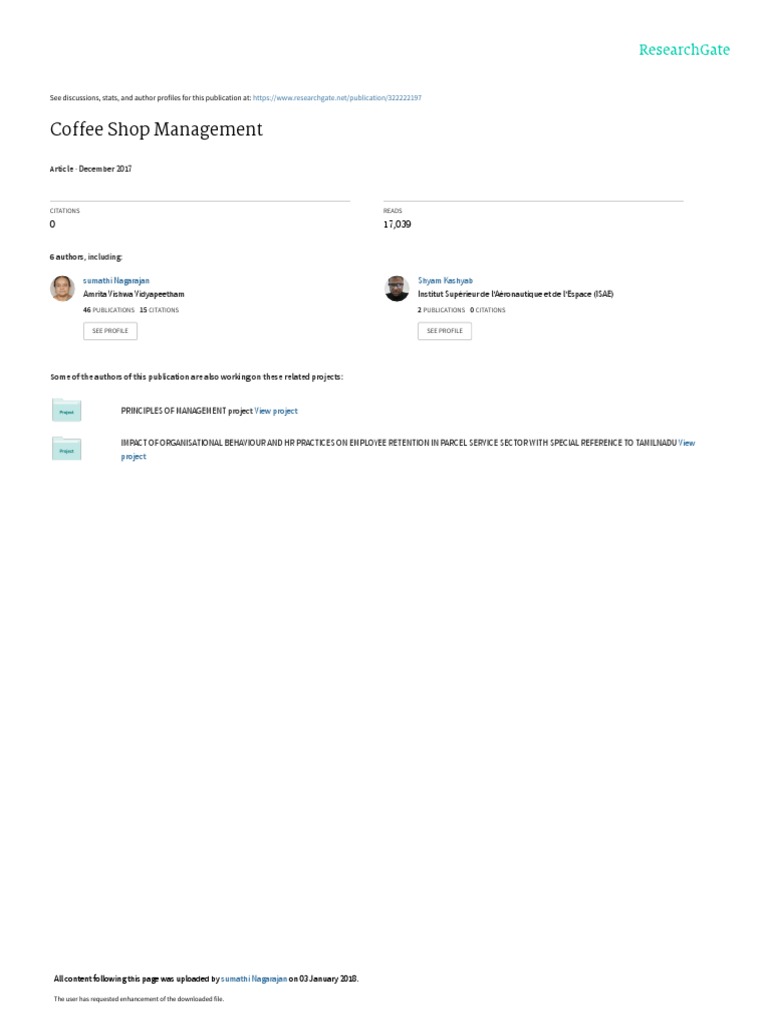 Project Report On Coffee Shop PDF | PDF | Kitchen | Waiting Staff