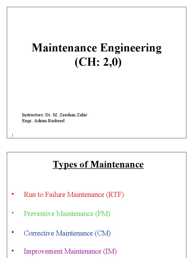 Types of Maintenance Engineering Explained | PDF | Reuse | Systems ...