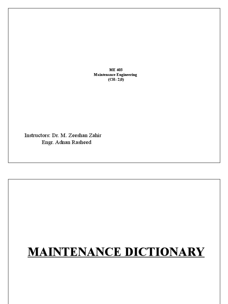 Maintenance Engineering Glossary | PDF | Economies | Business