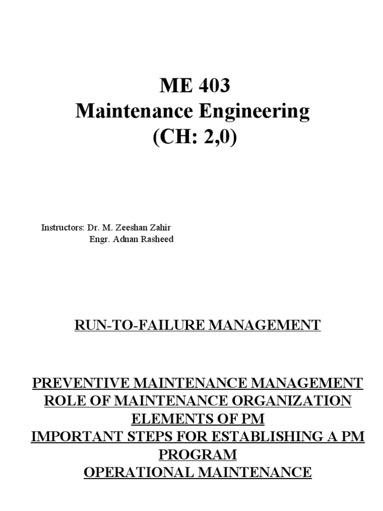 Preventive vs. Run-to-Failure Maintenance | PDF | Business