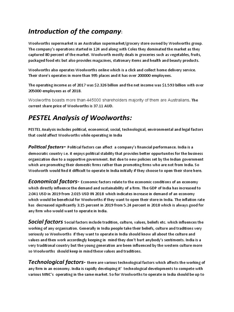 Introduction of The Company: Economical Factors | PDF | Supermarket ...