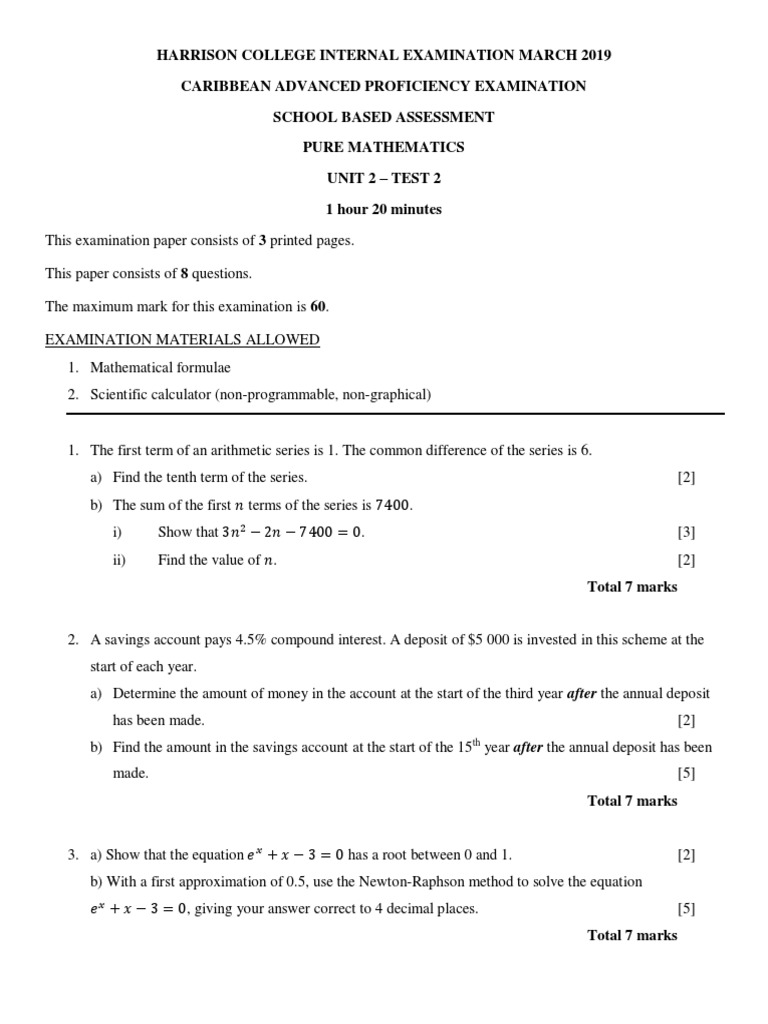 HC Sba 2019 Unit 2 - Test 2 PDF | PDF | Mathematical Concepts ...