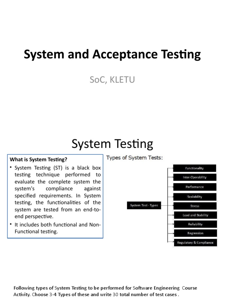 System and Acceptance Testing Overview | PDF | Software Testing ...