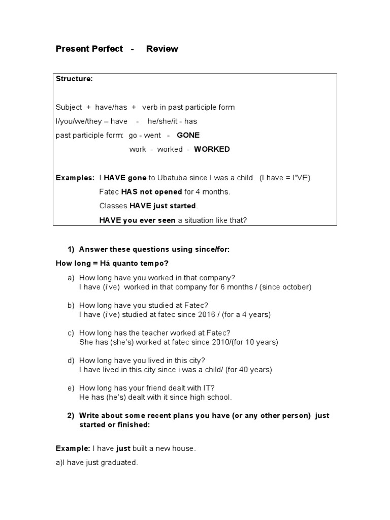 Present Perfect Tense Guide | PDF | Syntax | Cognitive Science