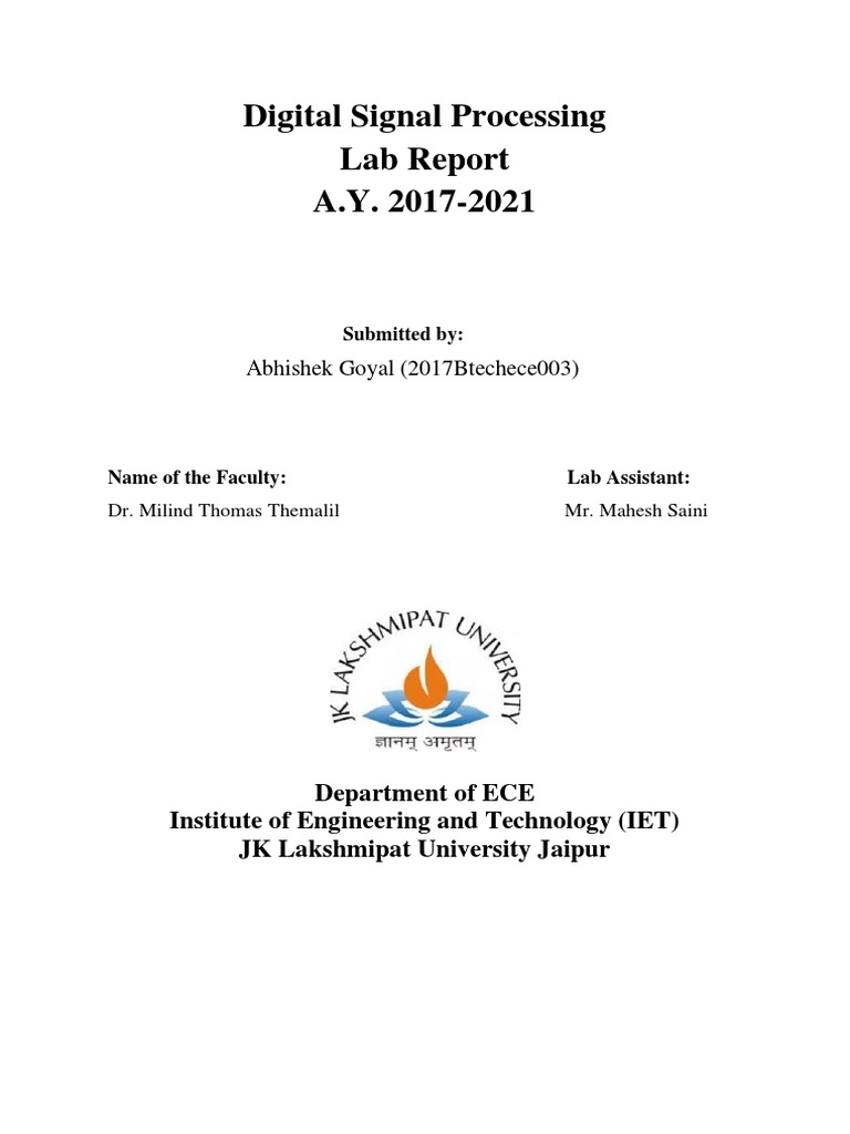 Abhishek Goyal Dsp Lab Practical File Pdf Matlab Discrete Fourier Transform
