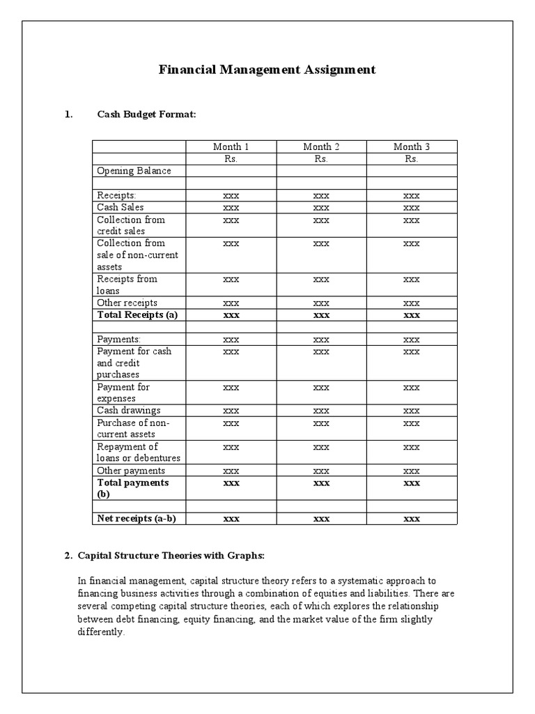 Financial Management Assignment: 1. Cash Budget Format | PDF | Cost Of ...