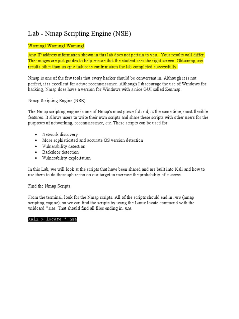 Lab Nmap Scripting Engine | PDF