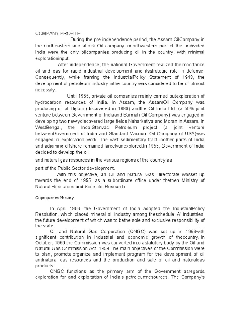 ONGC: History and Development Overview | PDF | Hydrocarbons | Natural Gas