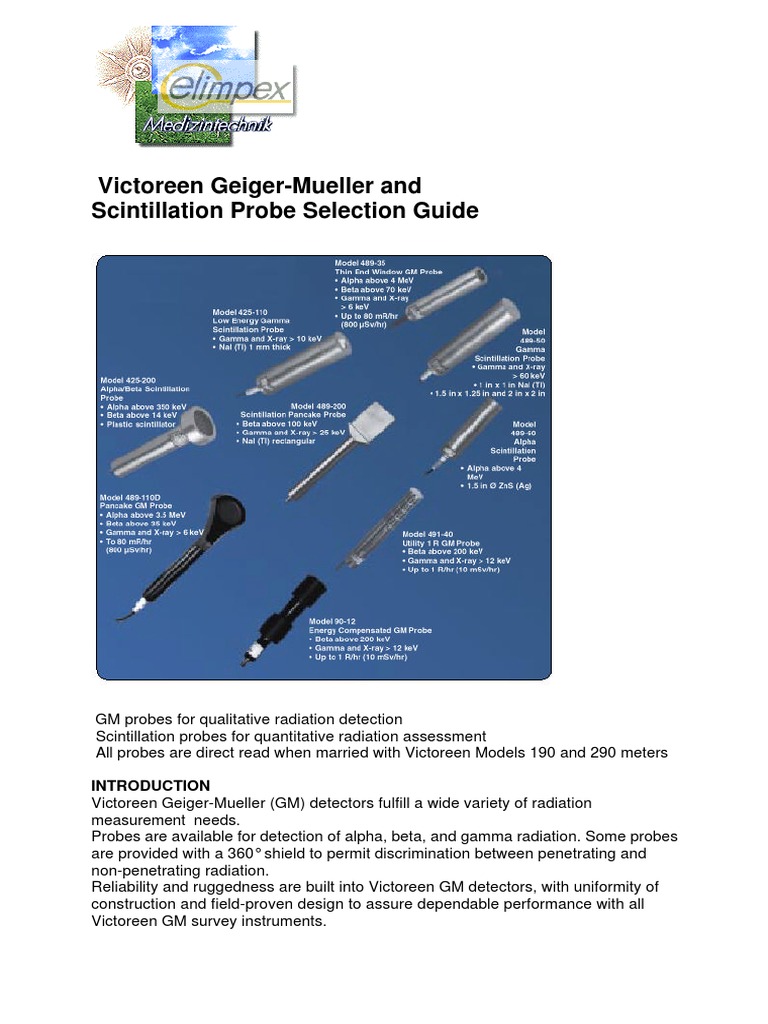 Victoreen Geiger-Mueller and Scintillation Probe Selection Guide | PDF ...