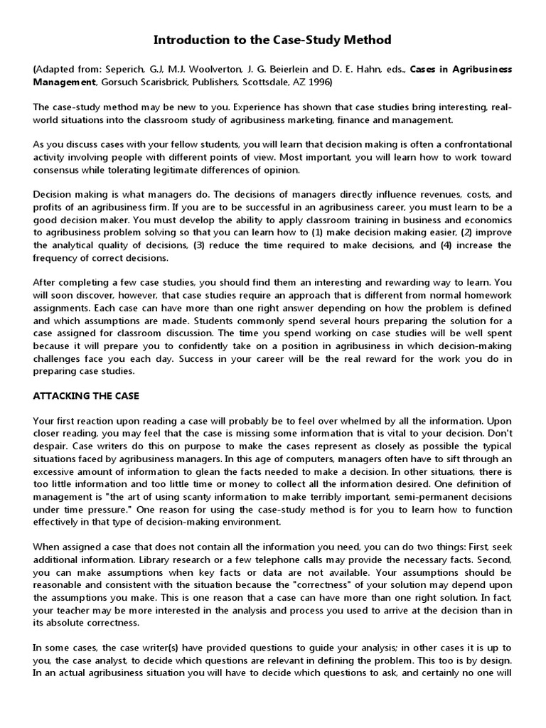 Introduction To The Case | PDF | Decision Making | Case Study