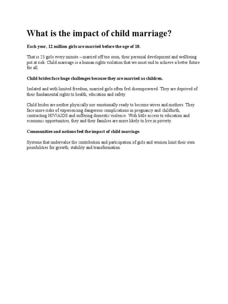 Impacts of Child Marriage | PDF