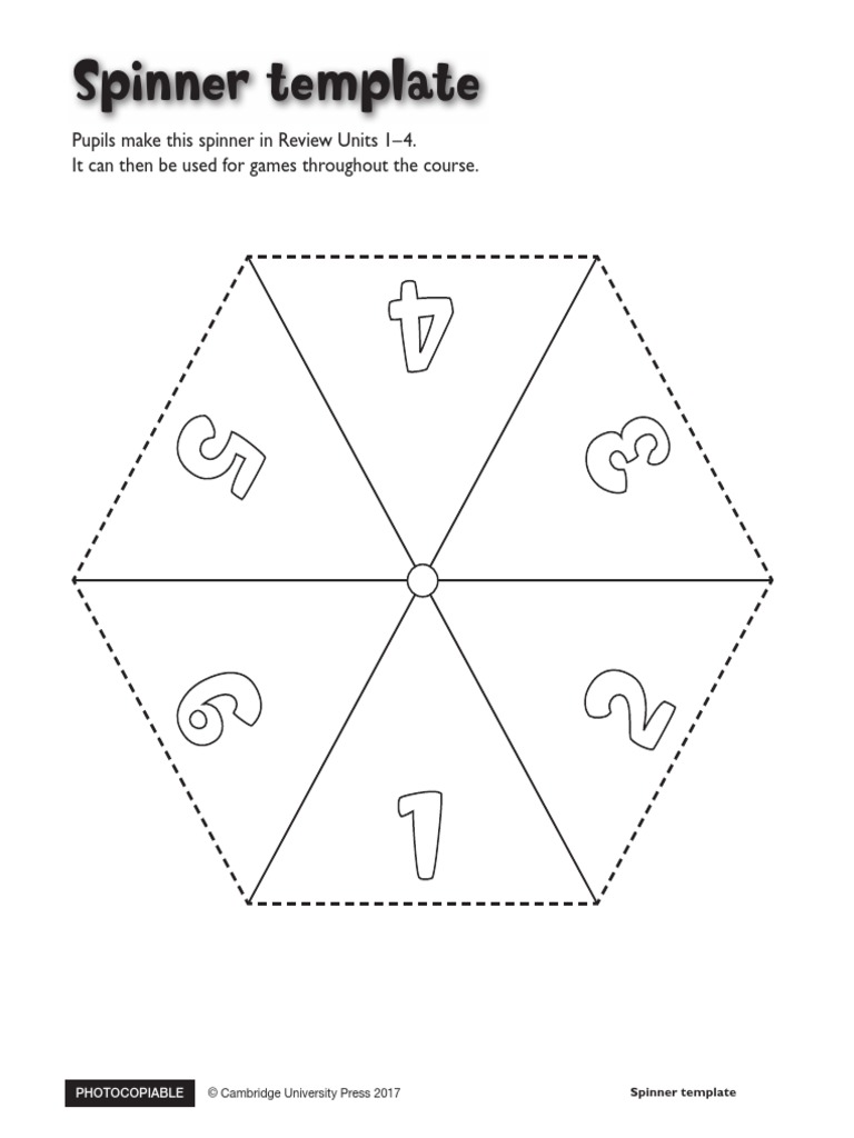 Spinner Template: Pupils Make This Spinner in Review Units 1-4. It Can ...