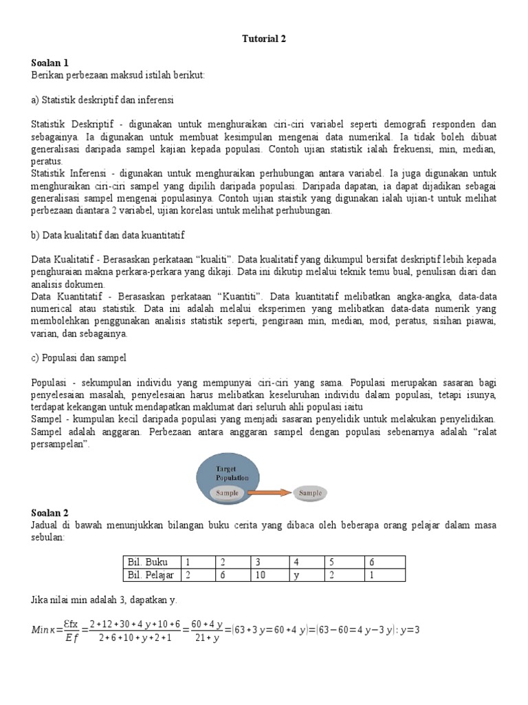 Jawapan Tutorial 2 Statistik Deskriptif | PDF