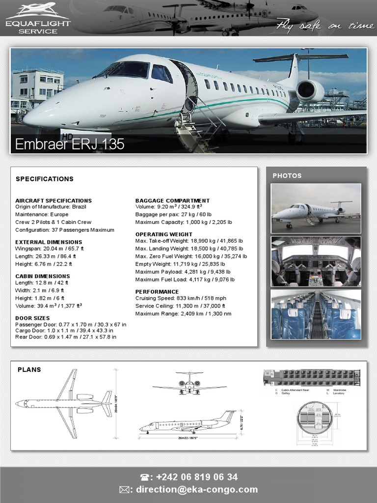 Embraer ERJ 135: Specifications | PDF