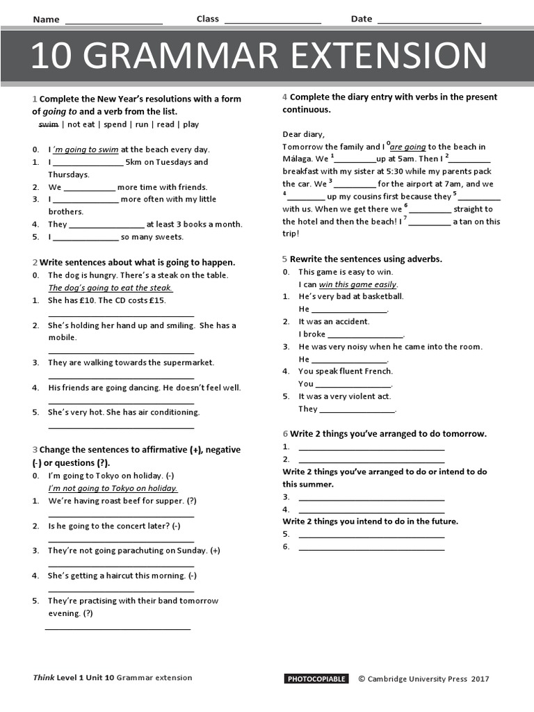 THINK L1 Unit 10 Grammar Extension | PDF | Grammar | Morphology