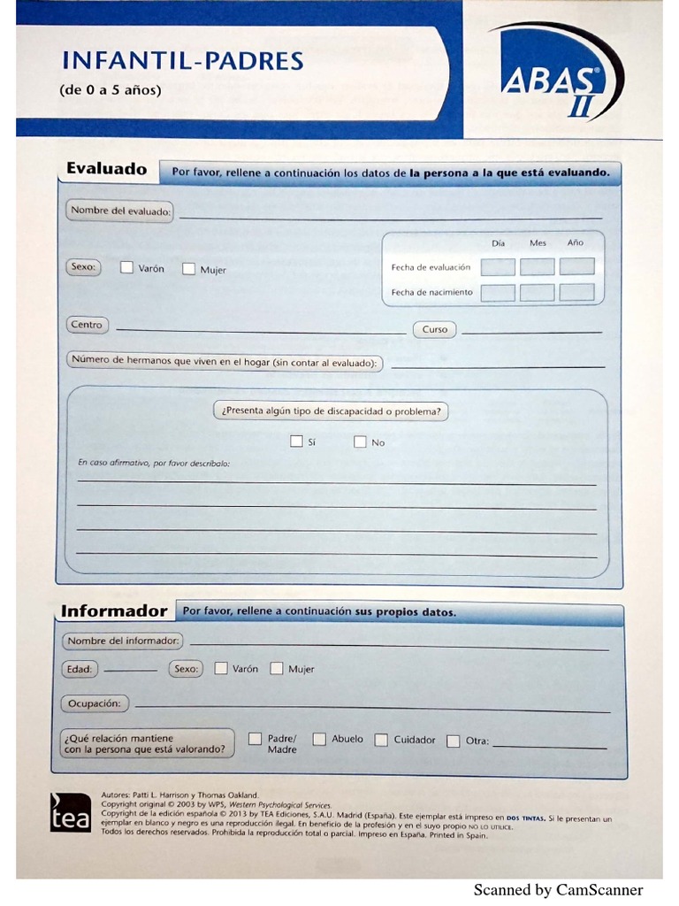 Abas-II 0 A 5 Años Infantil-Padres | PDF
