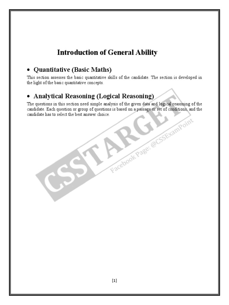 Introduction of General Ability: Quantitative | PDF | Area | Length