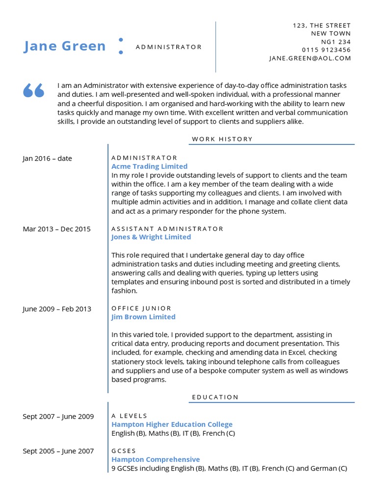 Office Administrator CV Template | PDF | Communication | Business