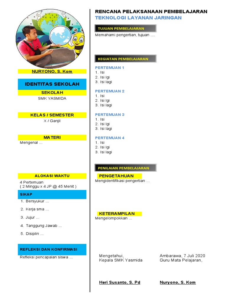Template RPP 1 Lembar | PDF