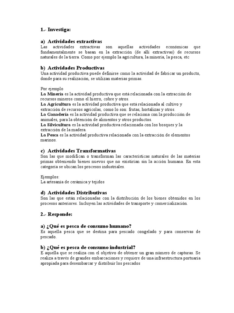 Actividades Extractivas | PDF | Agricultura | Petróleo