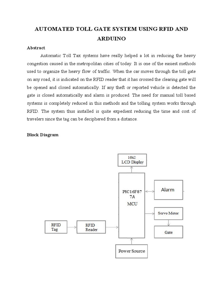 Automatic Toll Gate System Arduino | PDF