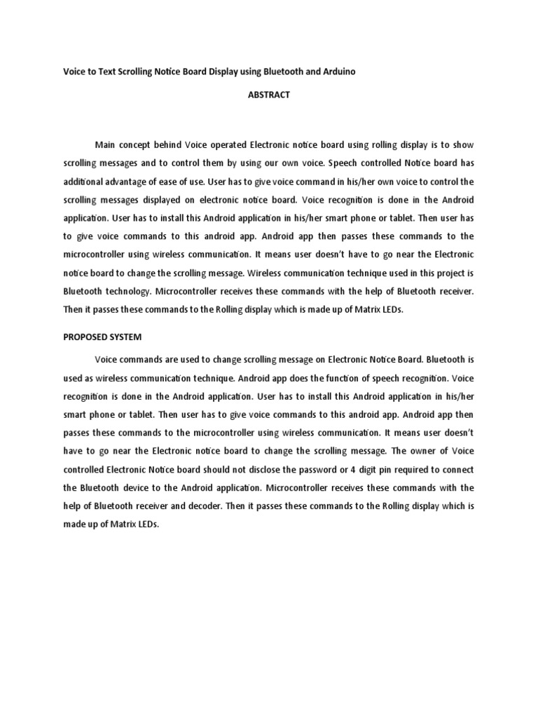 Voice To Text Scrolling Notice Board Display | PDF