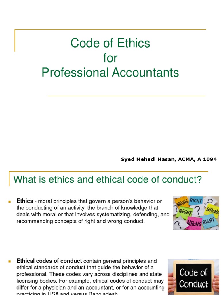 Sheet 1.0 - Code of Ethics For Professional Accountnats | PDF ...