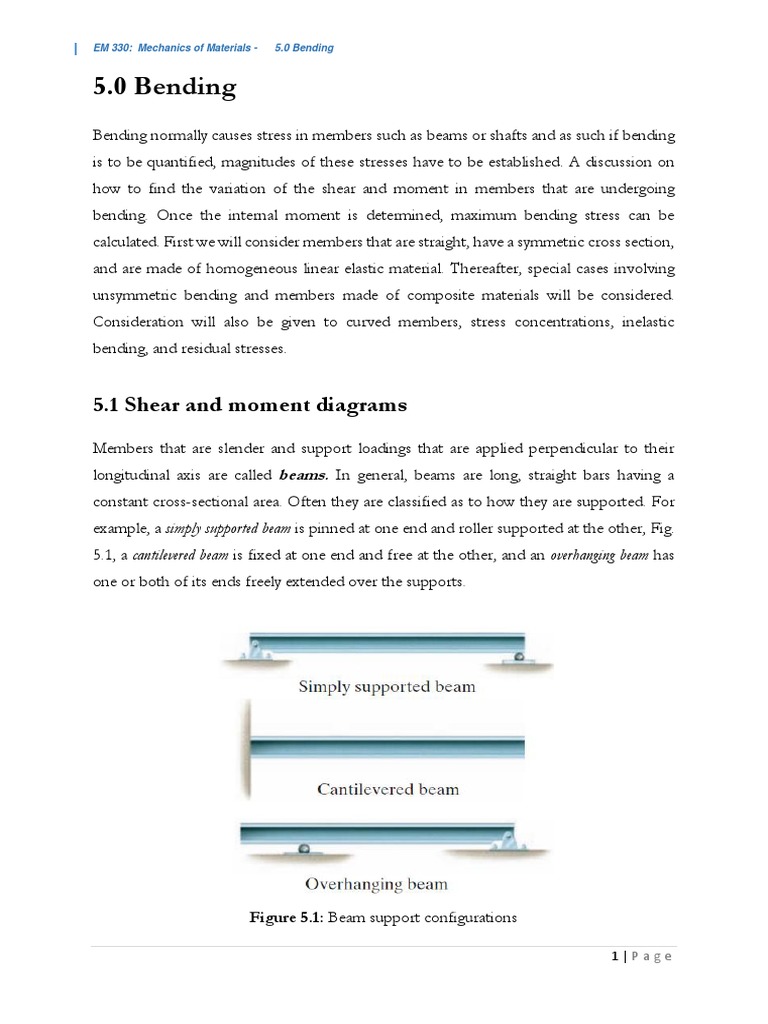 5 0 Bending Pdf Download Free Pdf Bending Beam Structure