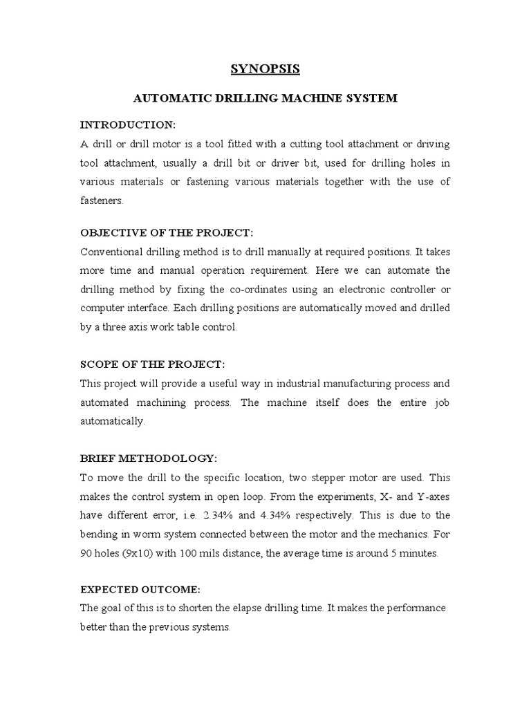 Automatic Drilling Machine System | PDF