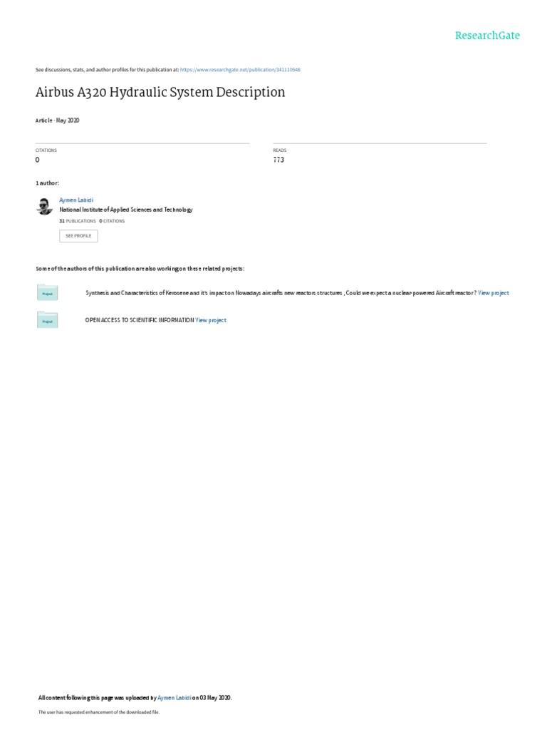 Airbus A320 Hydraulic System Description: Article | PDF | Hydraulics ...