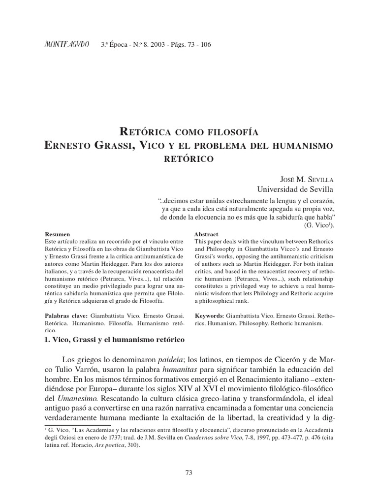 Retorica Como Filosofia Grassi | PDF | Metafísica | Esencia