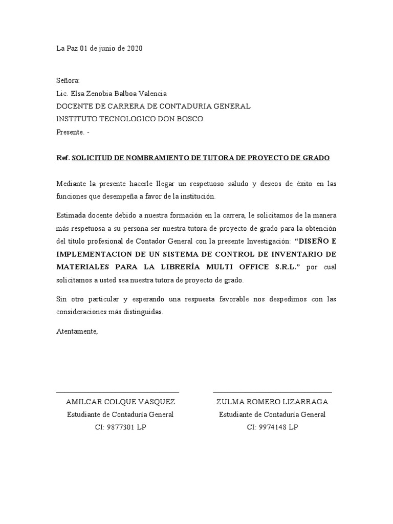 Solicitud de Tutoria | PDF