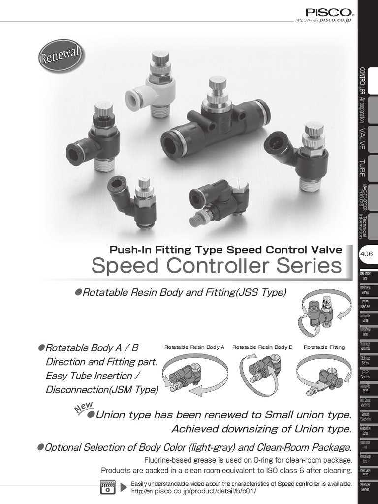 Speed Controller Series: Push-In Fitting Type Speed Control Valve | PDF ...