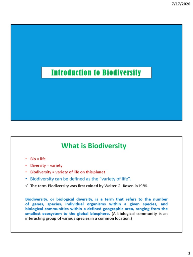 Biodiversity Intro | PDF | Genetic Diversity | Biodiversity