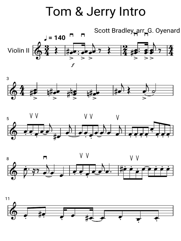 Tom&Jerry Intro - Violin II | PDF