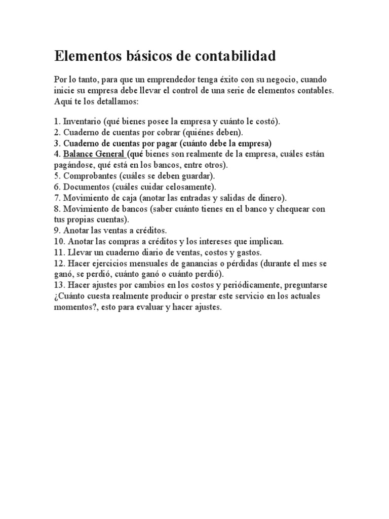 Elementos de La Contabilidad | PDF