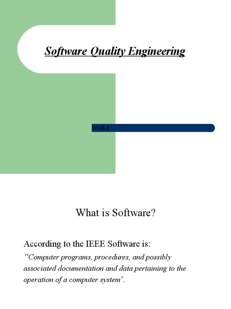 Software Quality Engineering: Week-1 | PDF | Software Quality ...