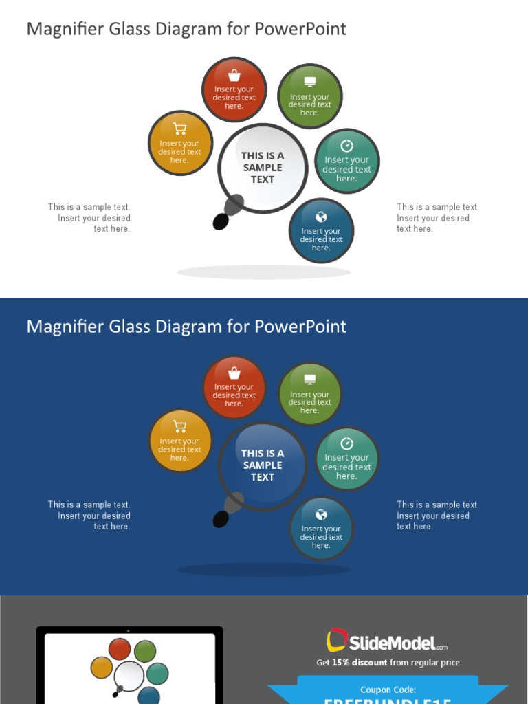 Magnifier Glass Diagram For Powerpoint: This Is A Sample Text | PDF ...