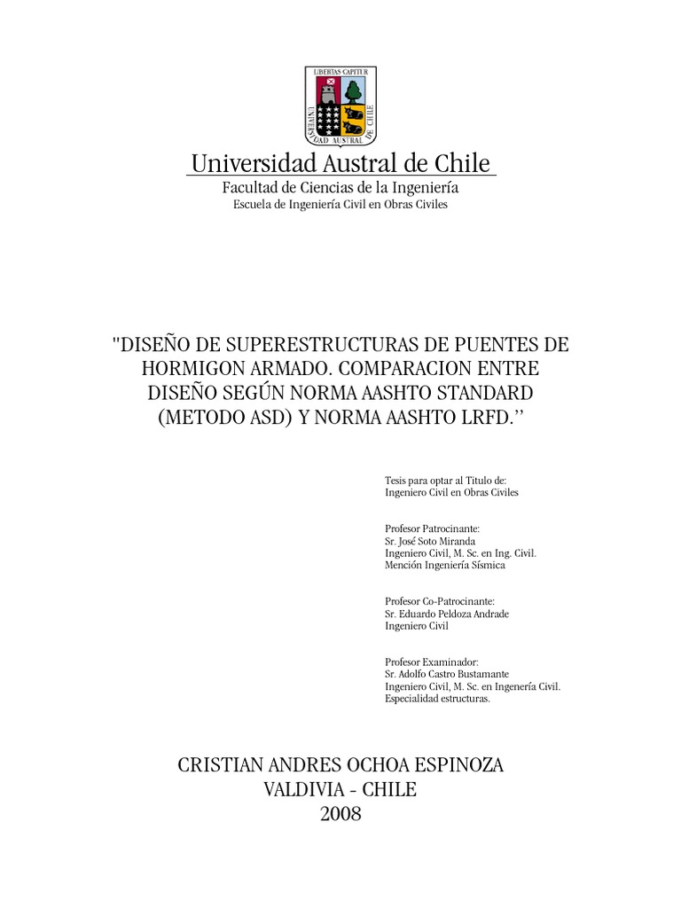 Comparación Entre Diseño de Puentes Según Norma AASHTO Standard (Método ...
