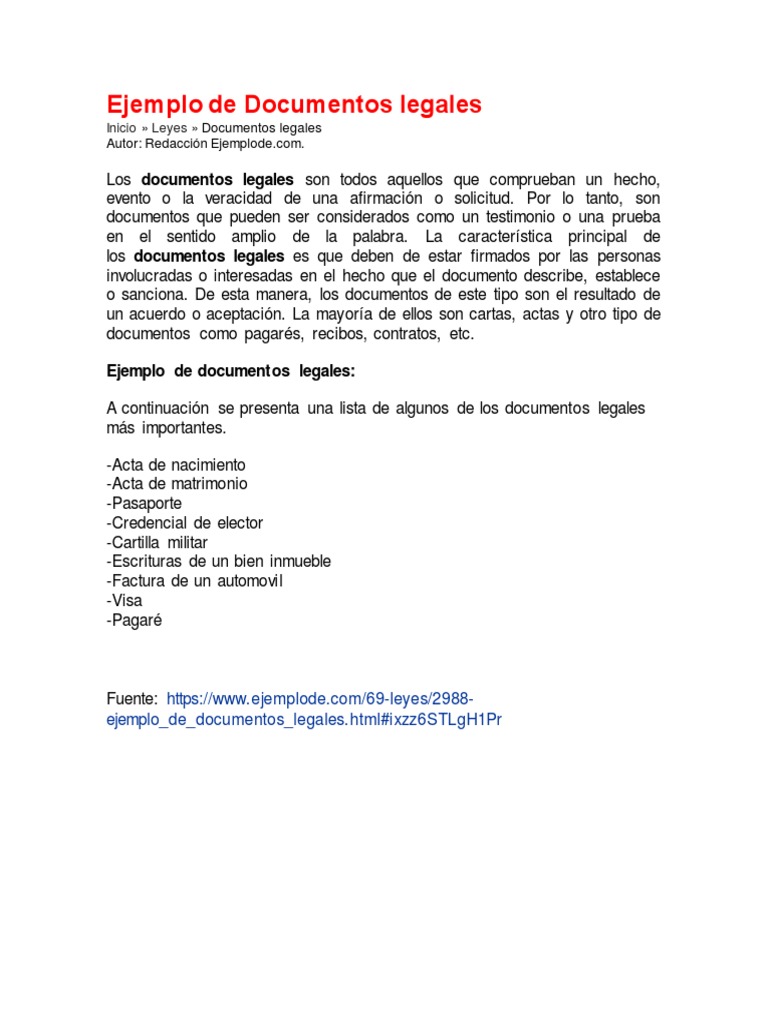 Ejemplo de Documentos Legales | PDF