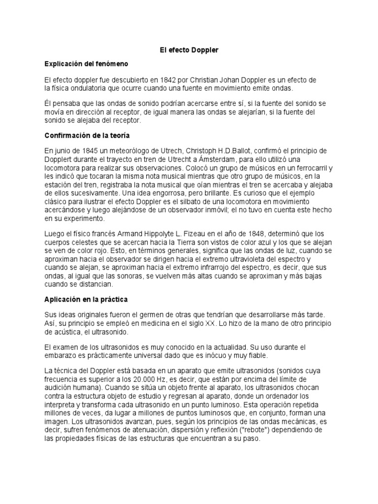 El Efecto Doppler | PDF | Efecto Doppler | Ligero