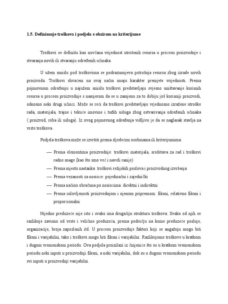 Definisanje Troskova | PDF
