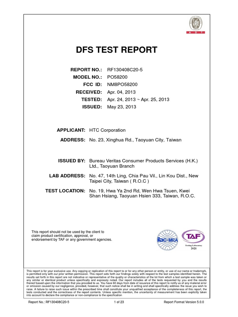 Dfs Test Report PDF | PDF | Radar | Bandwidth (Signal Processing)