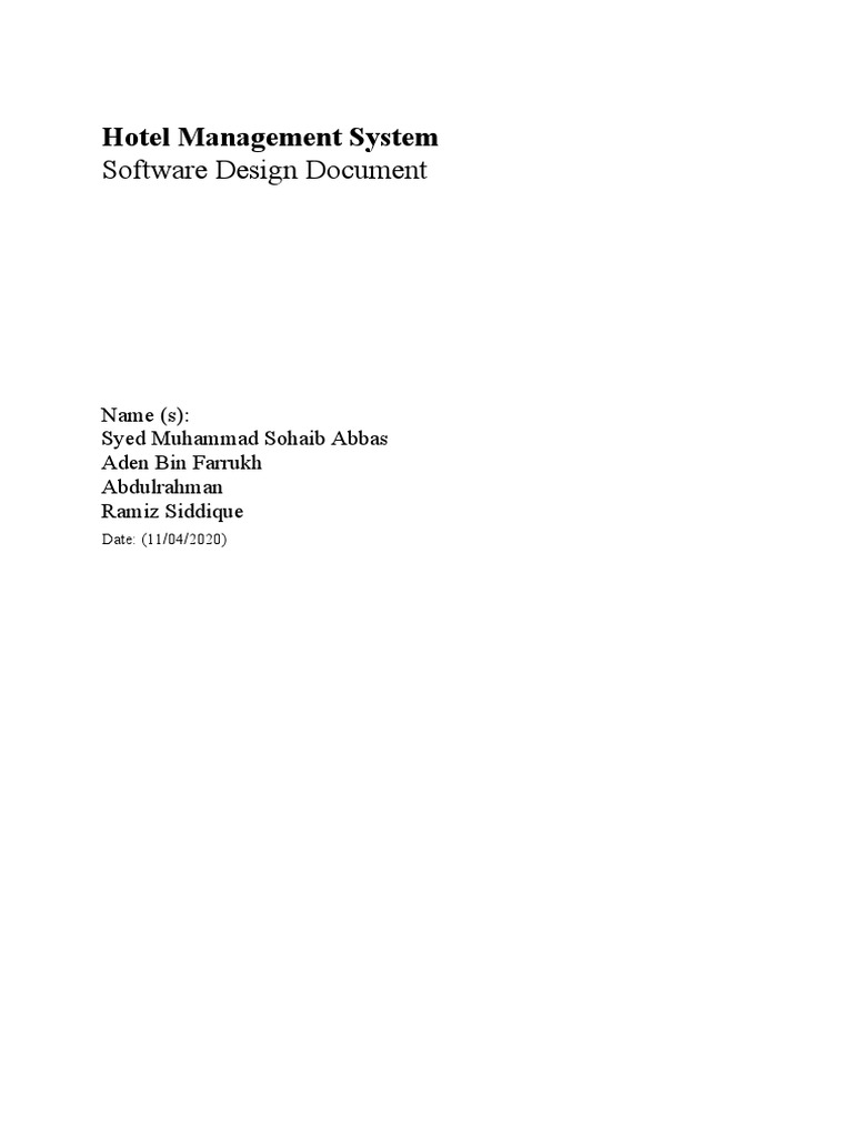 Software Design Document: Hotel Management System | PDF | Password ...