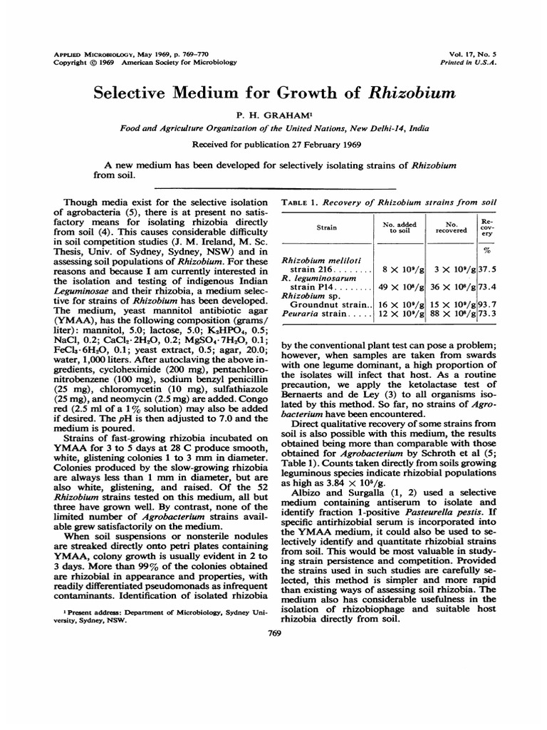 Selective Medium For Growth of Rhizobium | PDF | Organisms | Microbiology