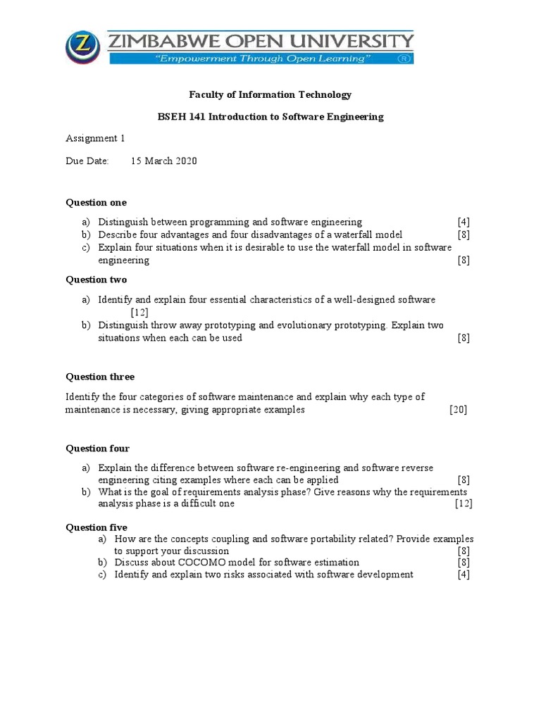 Software Engineering Assignment Overview | PDF