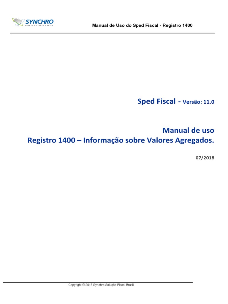 Manual de Uso Reg 1400 Sped Fiscal | PDF | Recibo | Brasil