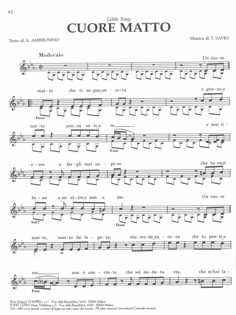 Cuore Matto - Spartito | PDF