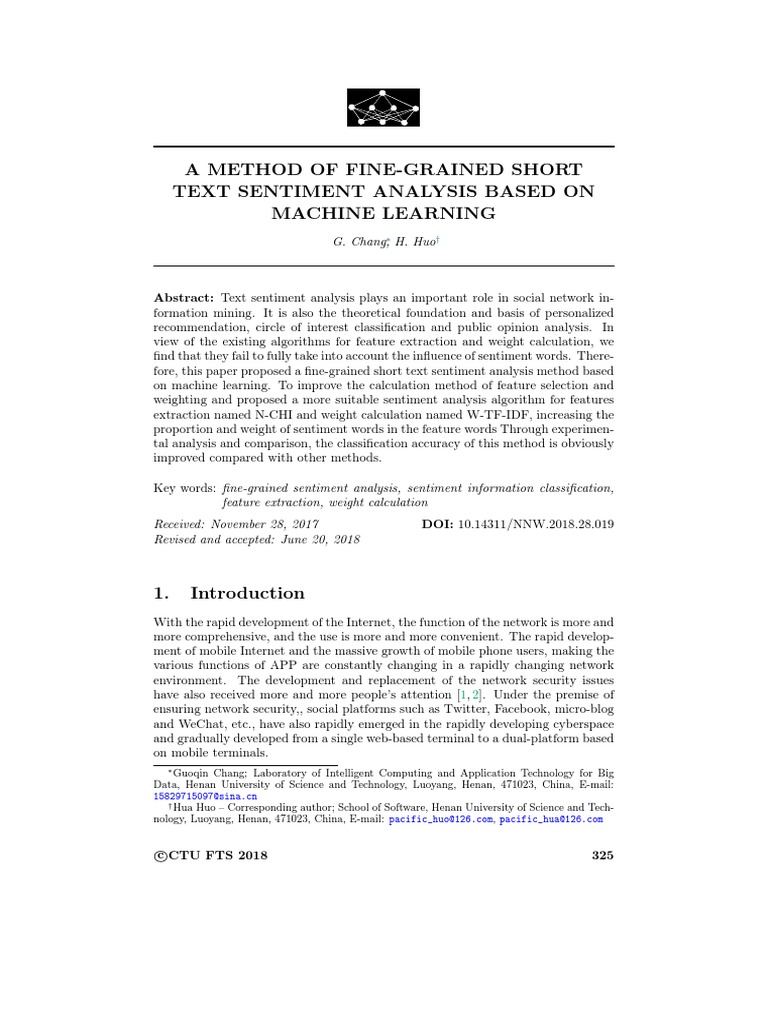 A Method of Fine-Grained Short Text Sentiment Analysis Based On Machine Learning | PDF ...